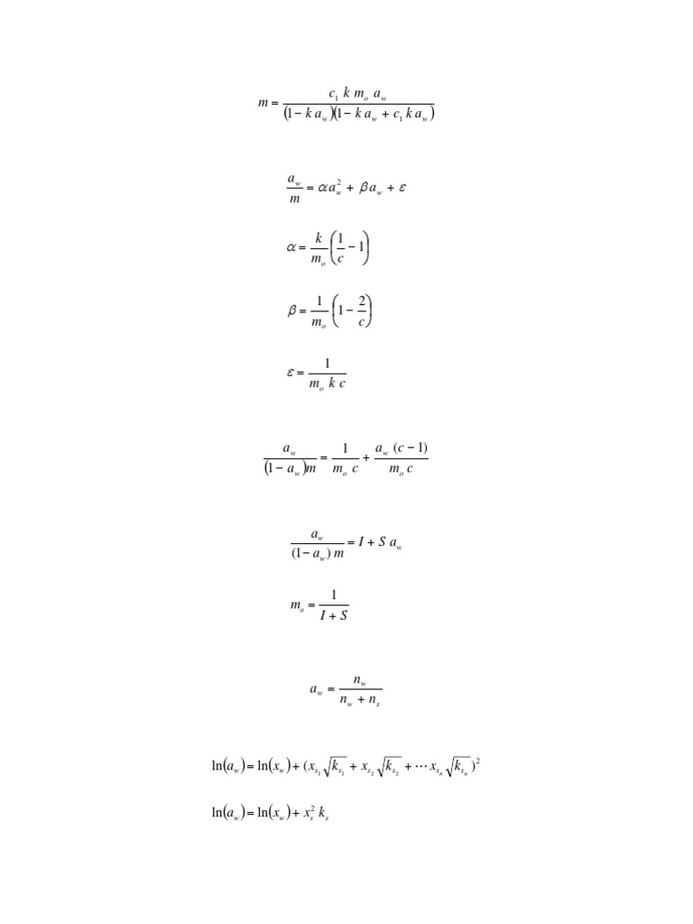Water Activity Equations | Chemistry | Nature