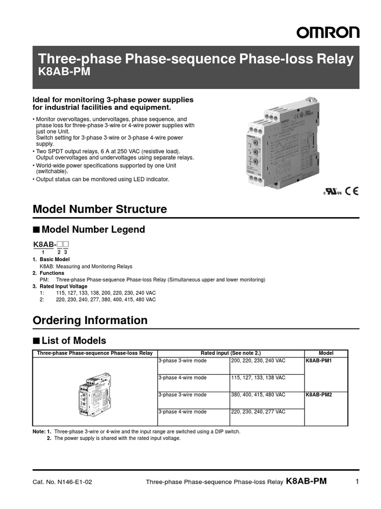 Three-Phase Phase-Sequence Phase-Loss Relay: K8Ab-Pm | PDF | Relay ...