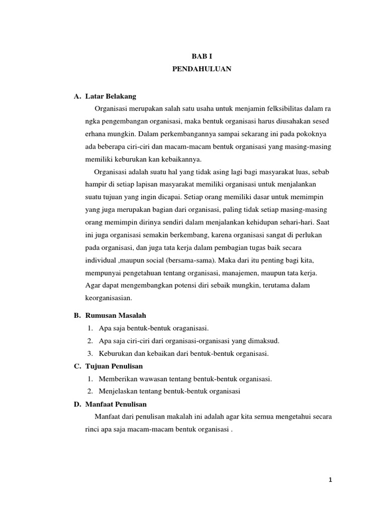 Bentuk Bentik Organisasi | PDF