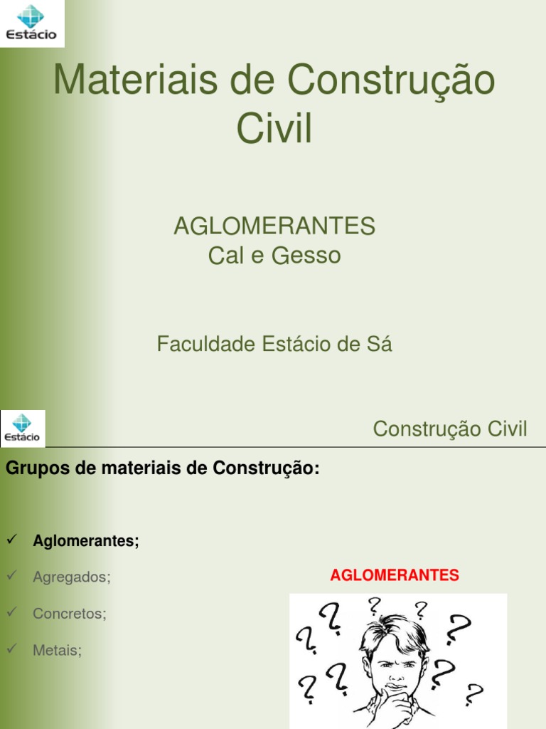 Aglomerantes na Construção Civil | PDF | Cimento | Gesso