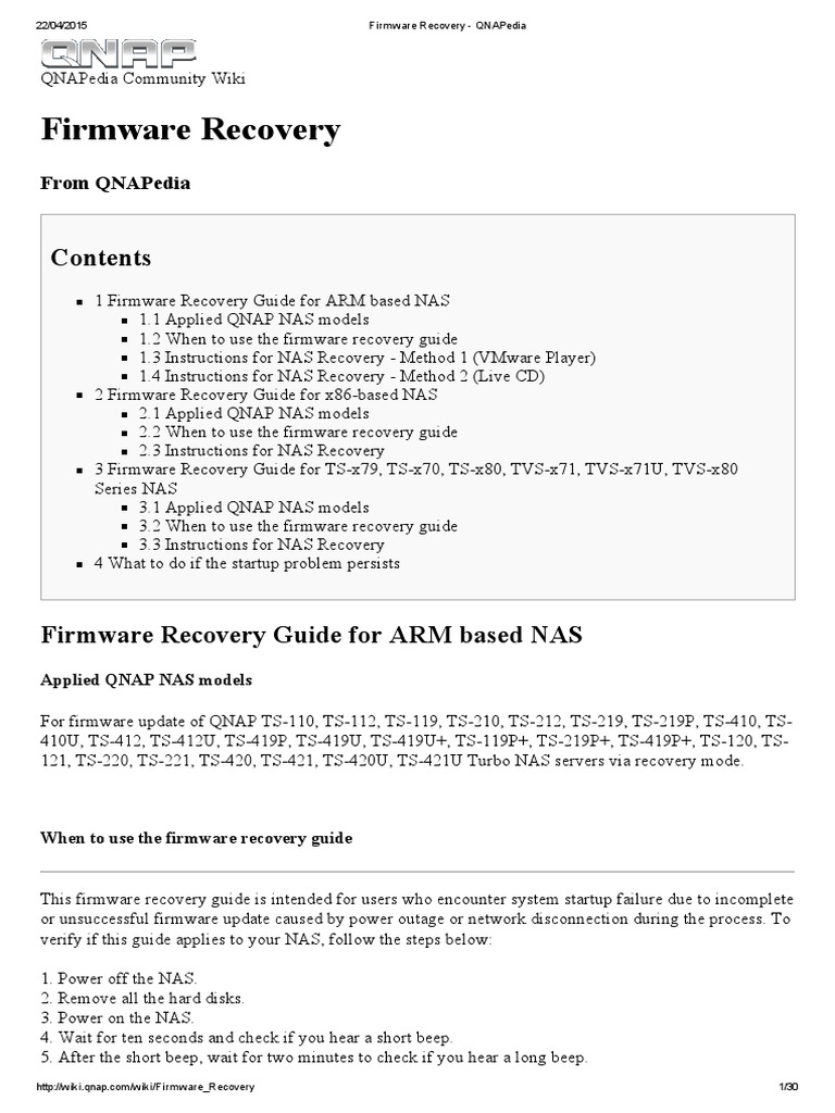 Firmware Recovery - QNAP | PDF | Booting | Usb Flash Drive