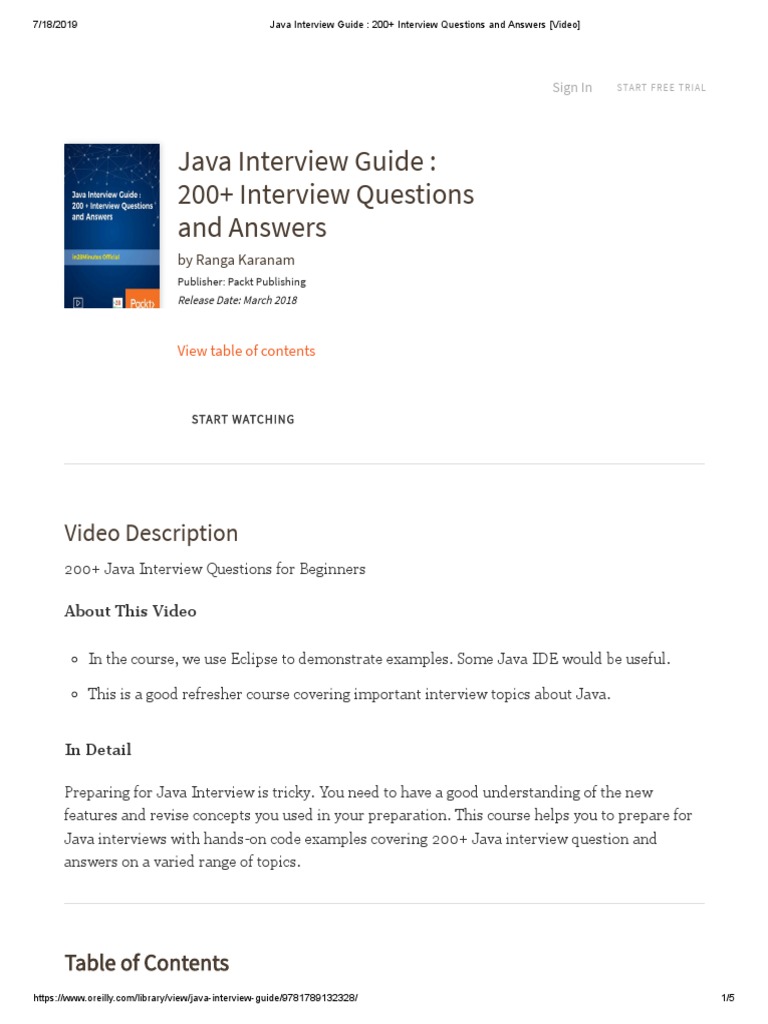 Java Interview Guide - 200+ Interview Questions and Answers (Video) | PDF | Method (Computer ...