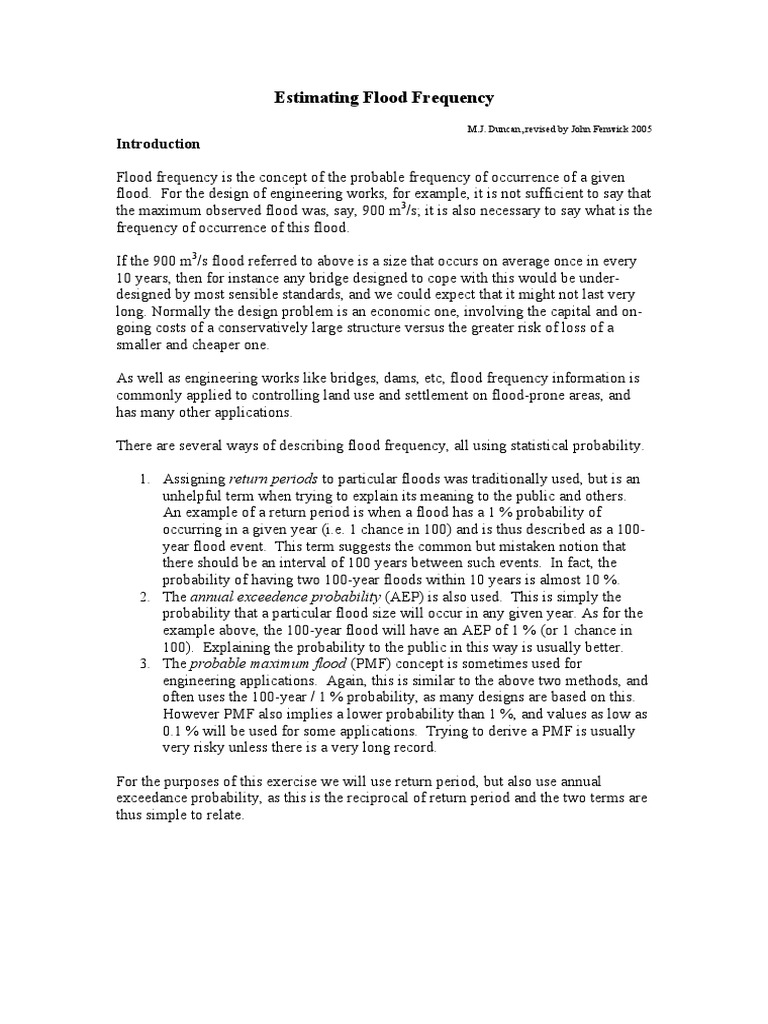 Estimating Flood Frequency Pdf Flood Statistical Theory
