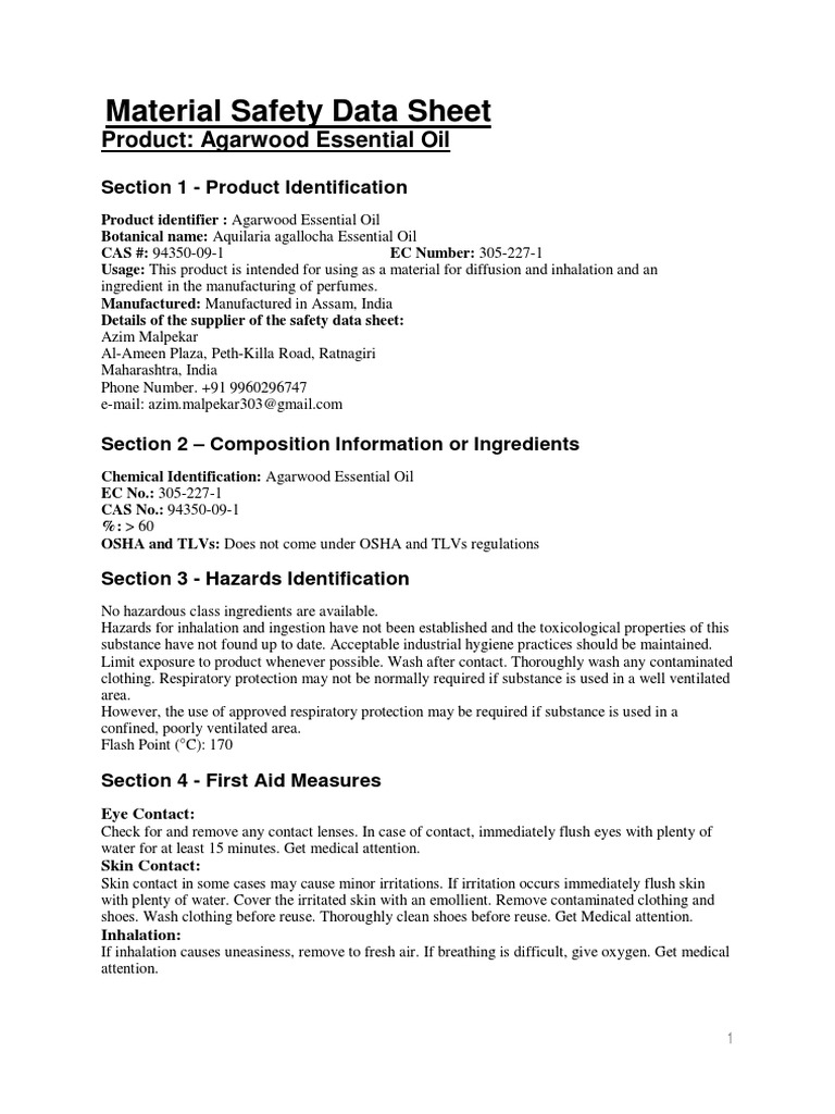 Material Safety Data Sheet | PDF | Dangerous Goods | Safety
