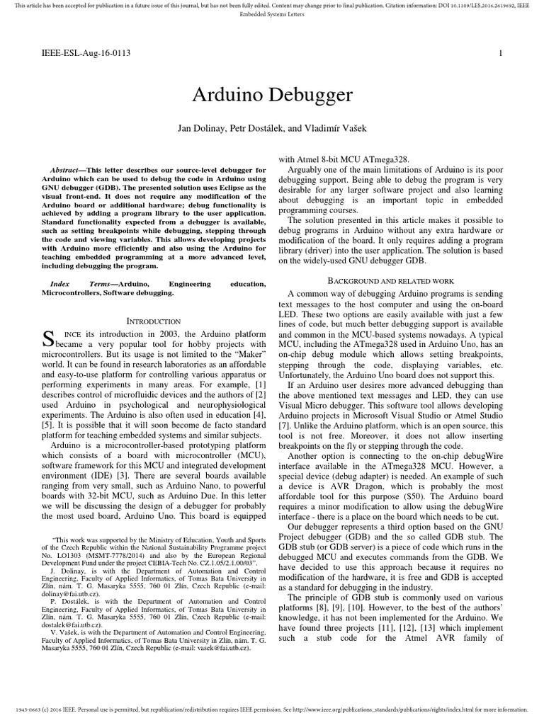 Arduino Debugger Dolinay2016 Pdf Arduino Microcontroller 0496