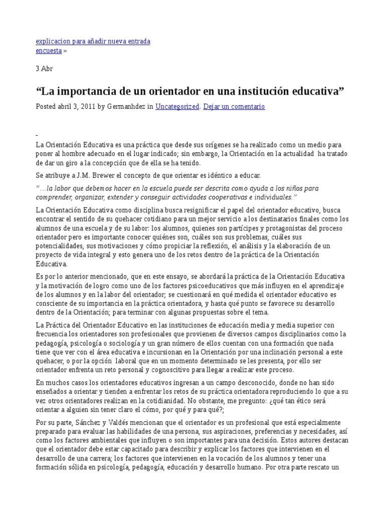 Orientacion Grupal e Individual | PDF | Maestros | Motivación