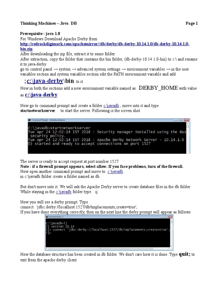 Setting Up Apache Derby Database and Performing CRUD Operations Using Java | PDF | Data ...