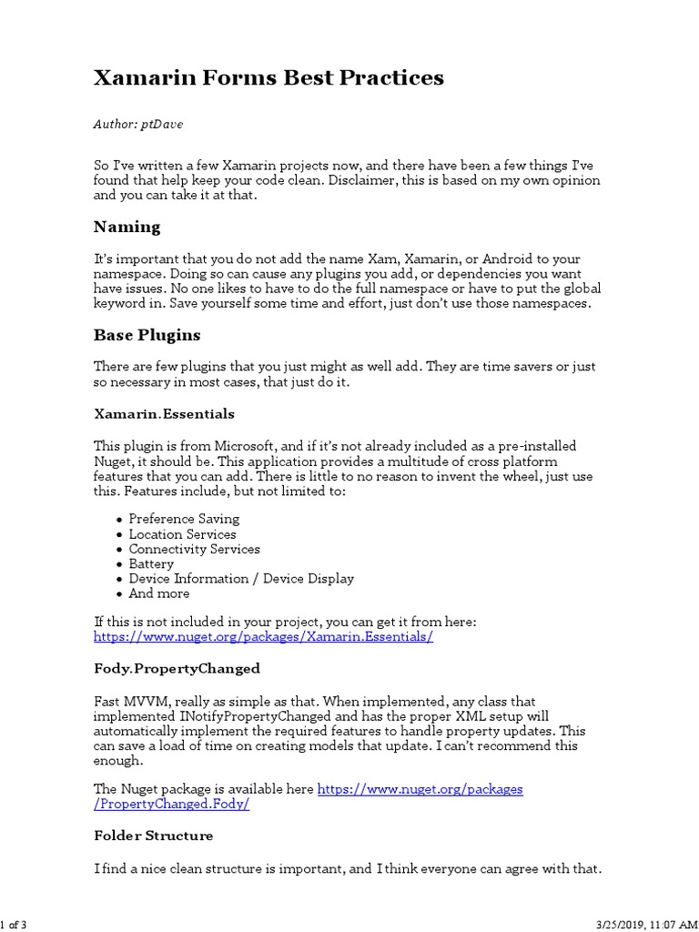Xamarin Forms Best Practices Pdf Xamarin Namespace
