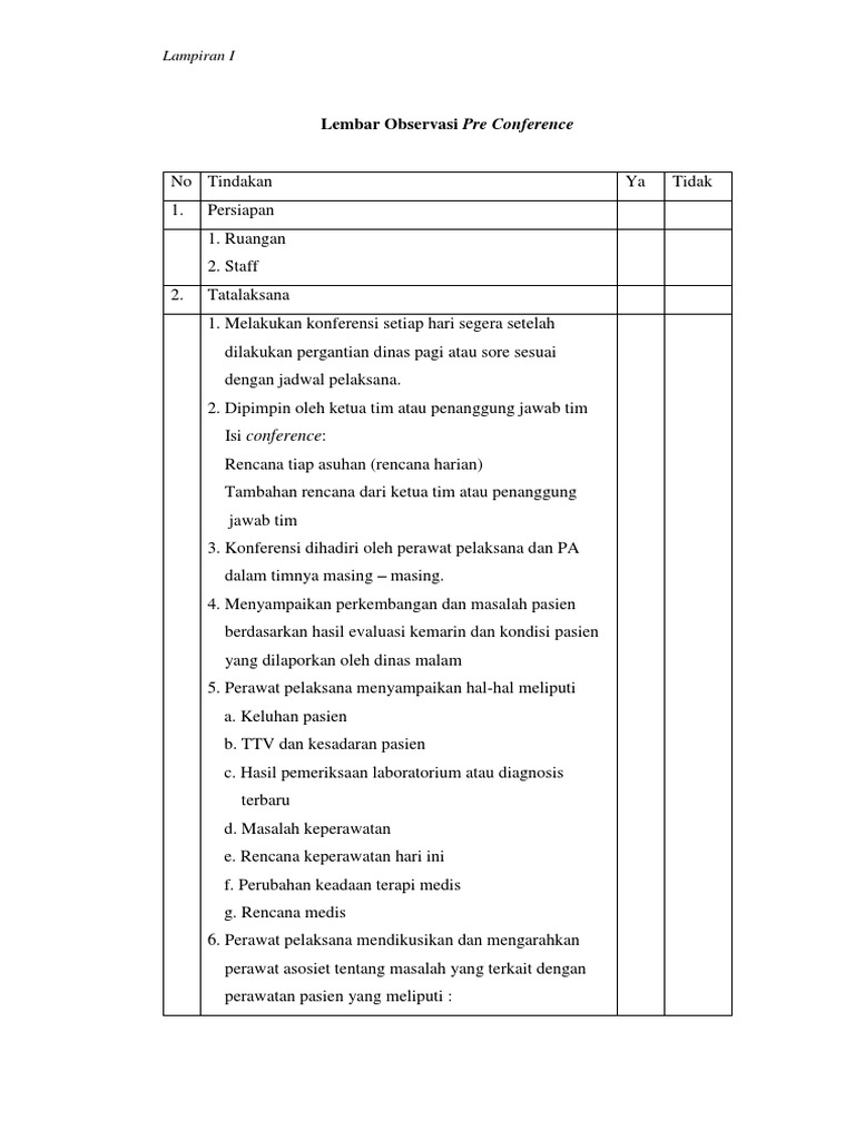 Lembar Observasi Pre Conference | PDF