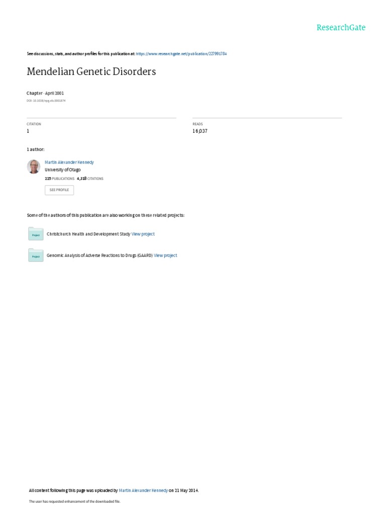 Mendelian Genetic Disorders | PDF | Dominance (Genetics) | Genetic Linkage