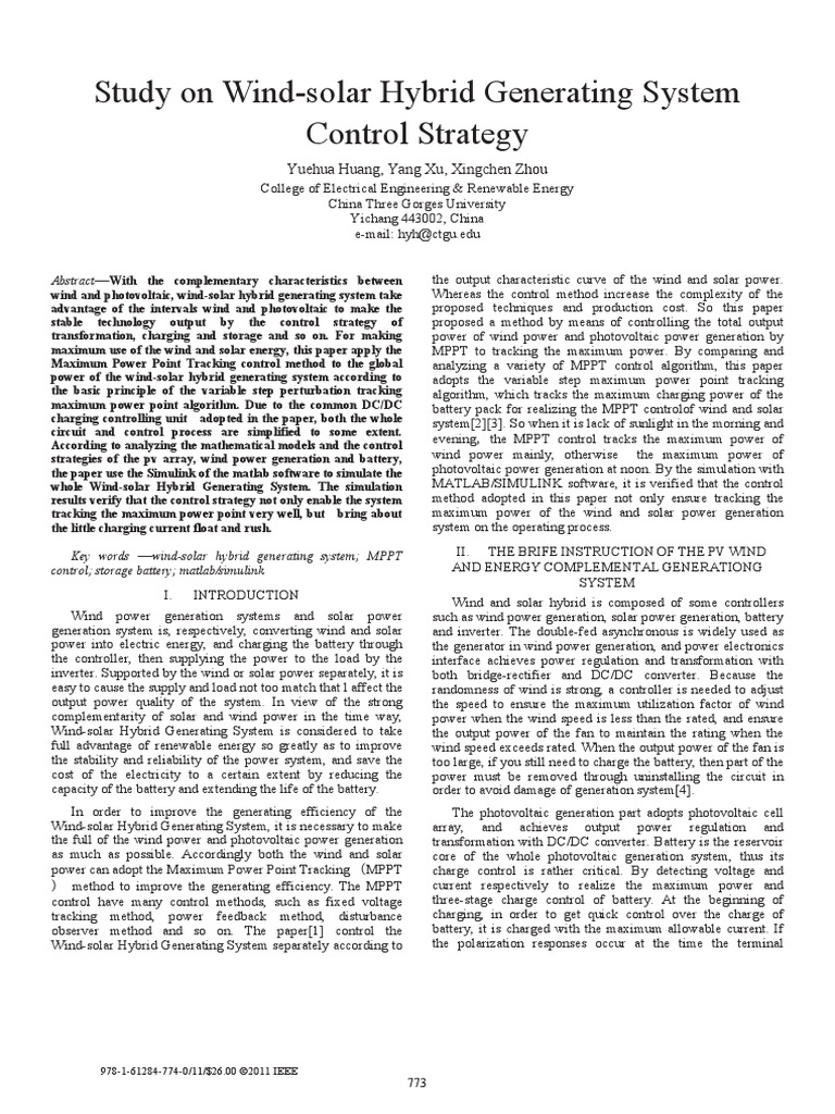 Wind-Solar Hybrid Generating System | PDF | Photovoltaic System | Solar ...