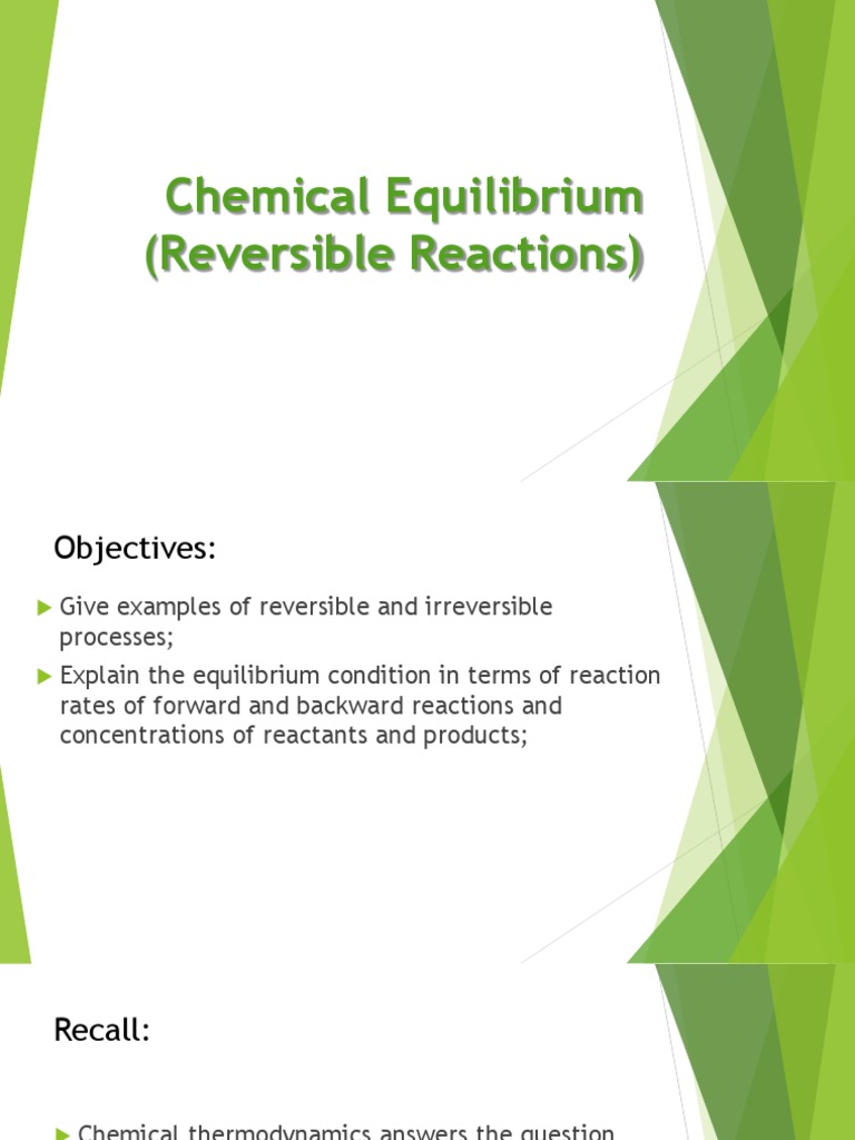 Chemical Equilibrium (Reversible Reactions) | PDF | Chemical ...
