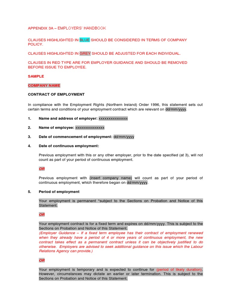 3A Sample Contract of Employment 0 | PDF | Overtime | Contractual Term
