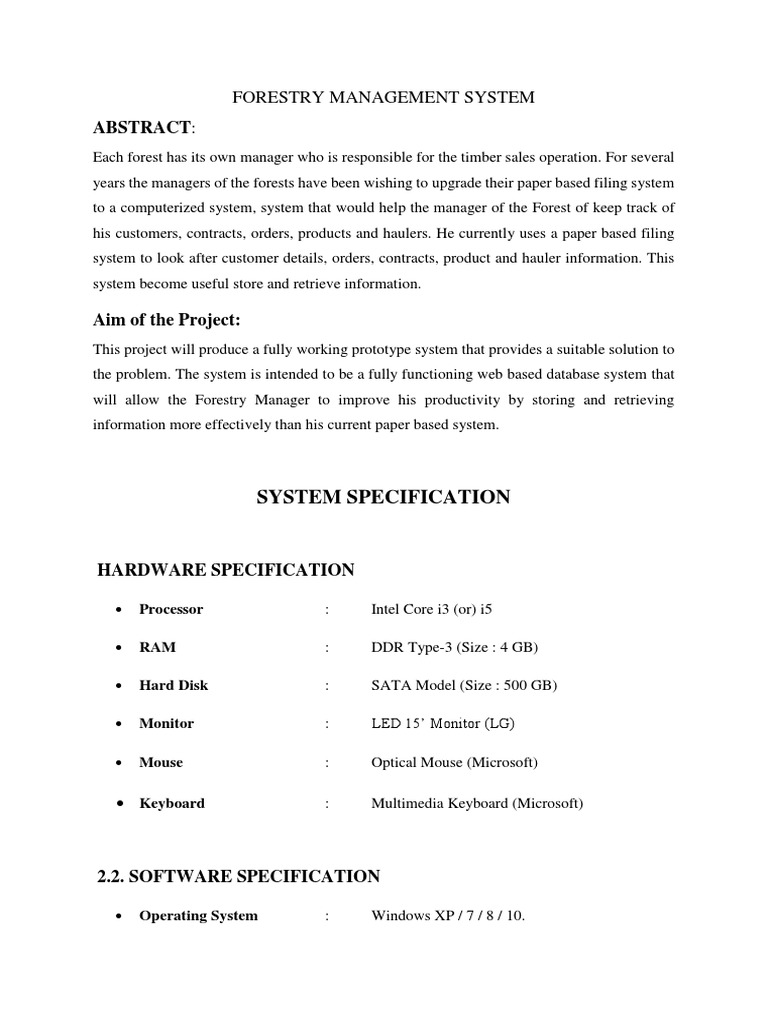 Forestry Management System12 | PDF | Microsoft Access | Databases