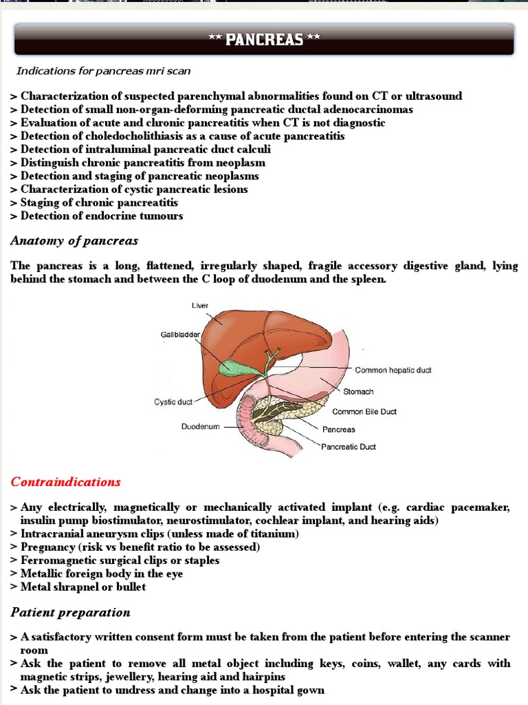 MRI Protocol for Pancreas Imaging | PDF | Magnetic Resonance Imaging ...