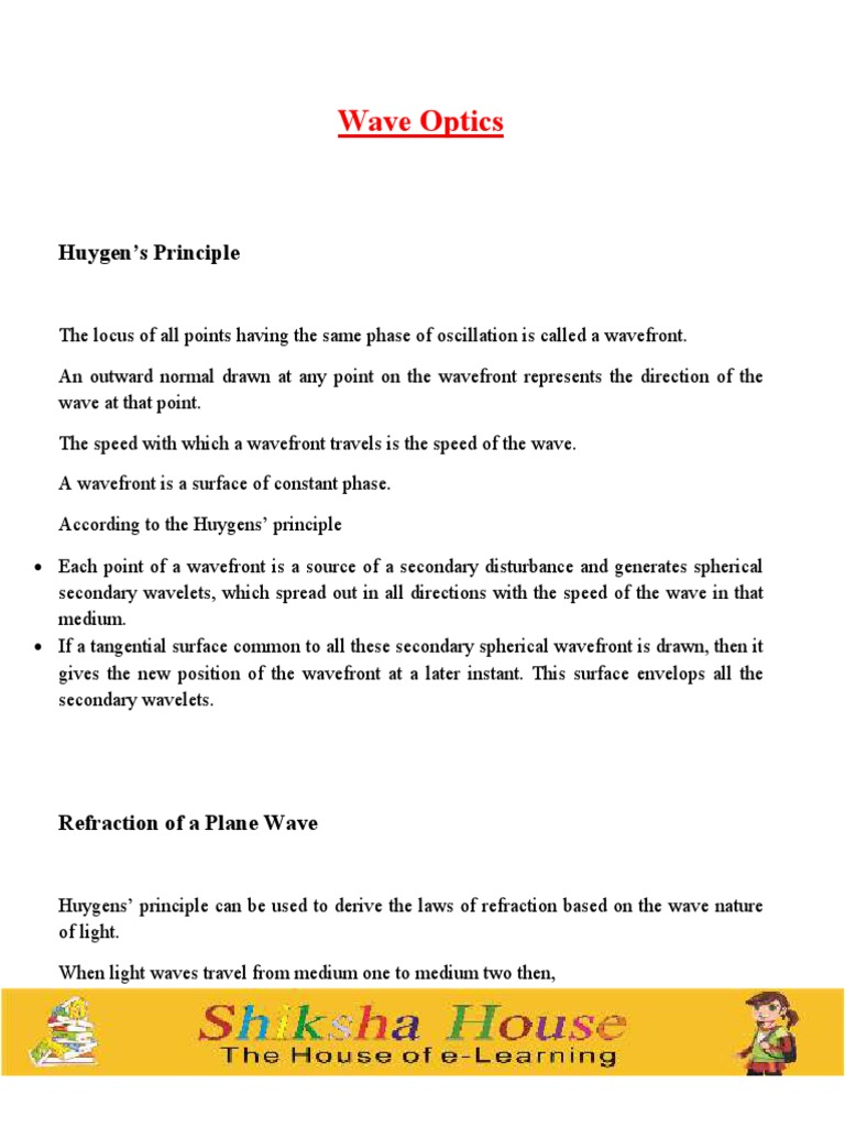 10 Wave Optics | PDF | Diffraction | Wavelength