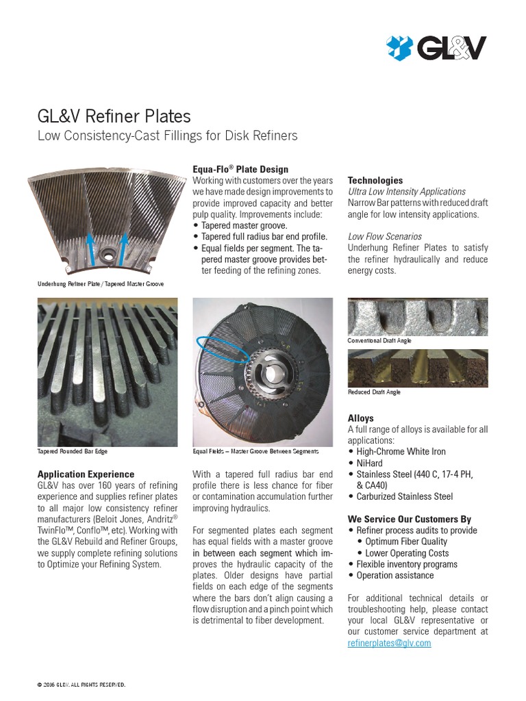 GL&V Refiner Plates: Low Consistency-Cast Fillings For Disk Refiners ...