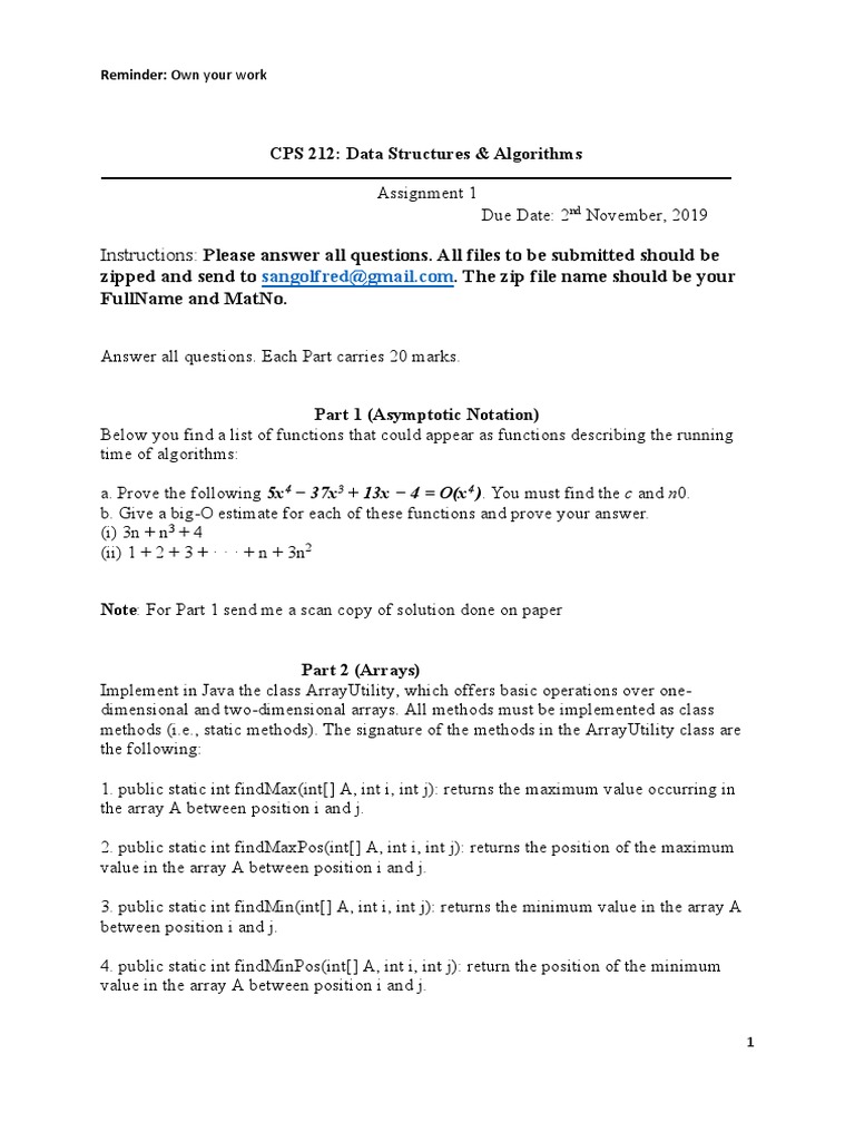 Ds Assignment1 Pdf Array Data Structure Computer Data