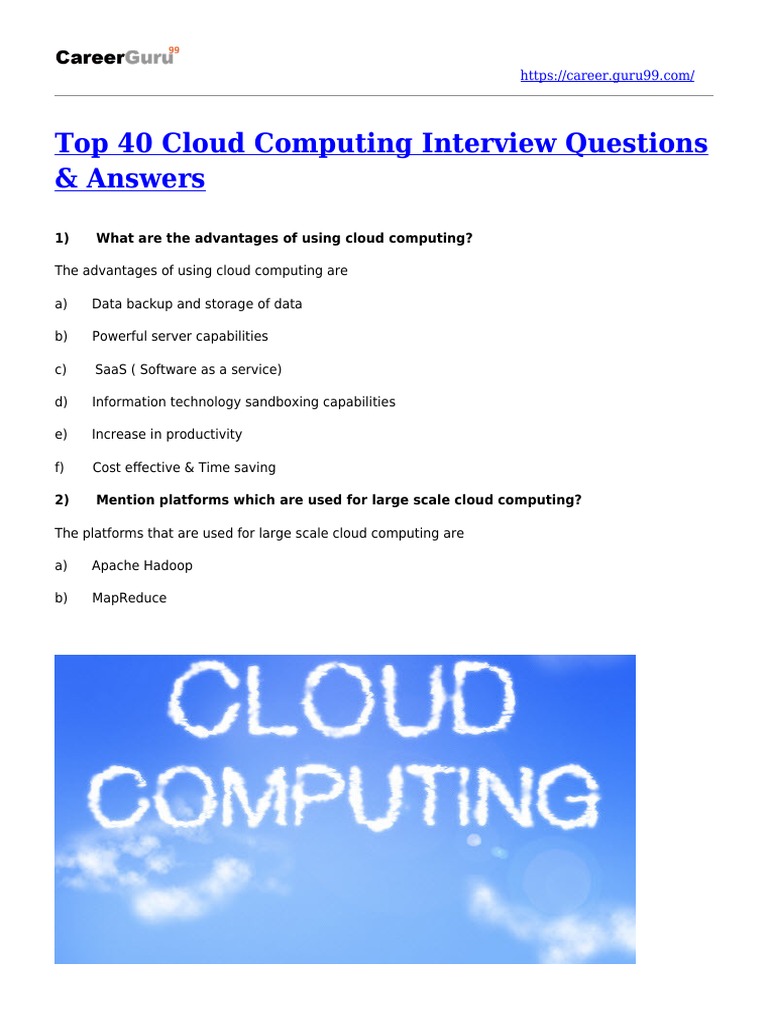 Top 40 Cloud Computing Interview Questions & Answers: 1) What Are The ...