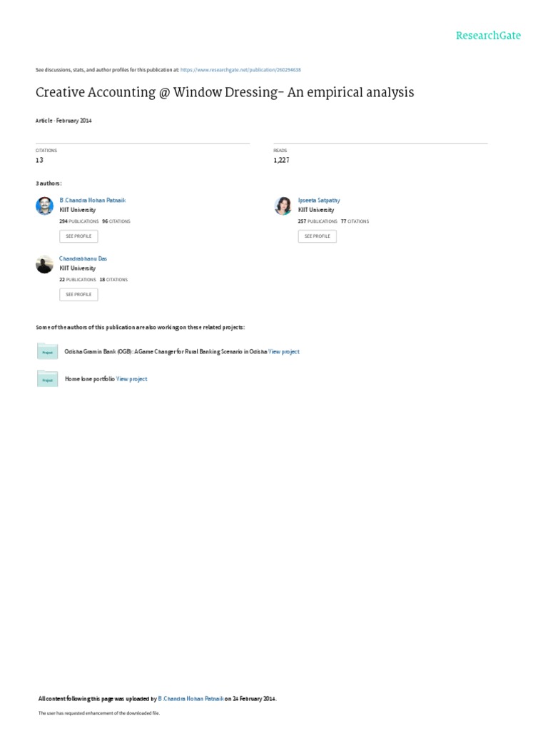 Creative Accounting at Window Dressing-An Empirical Analysis | PDF ...