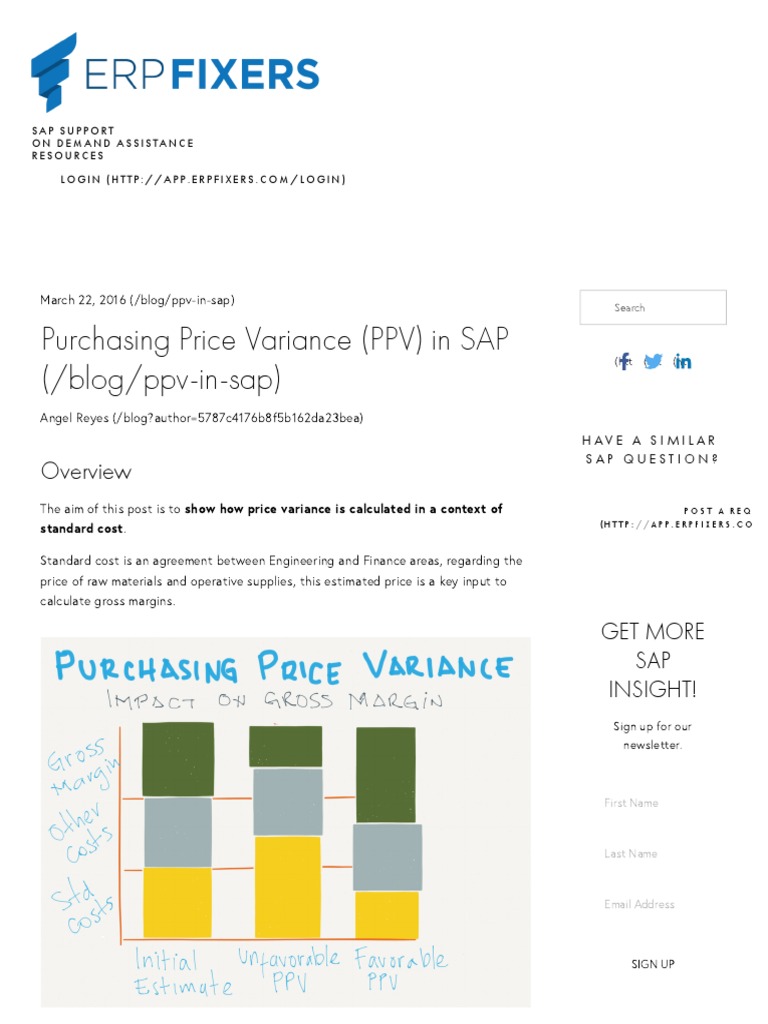 Purchasing Price Variance (PPV) in SAP | PDF | Business Economics ...