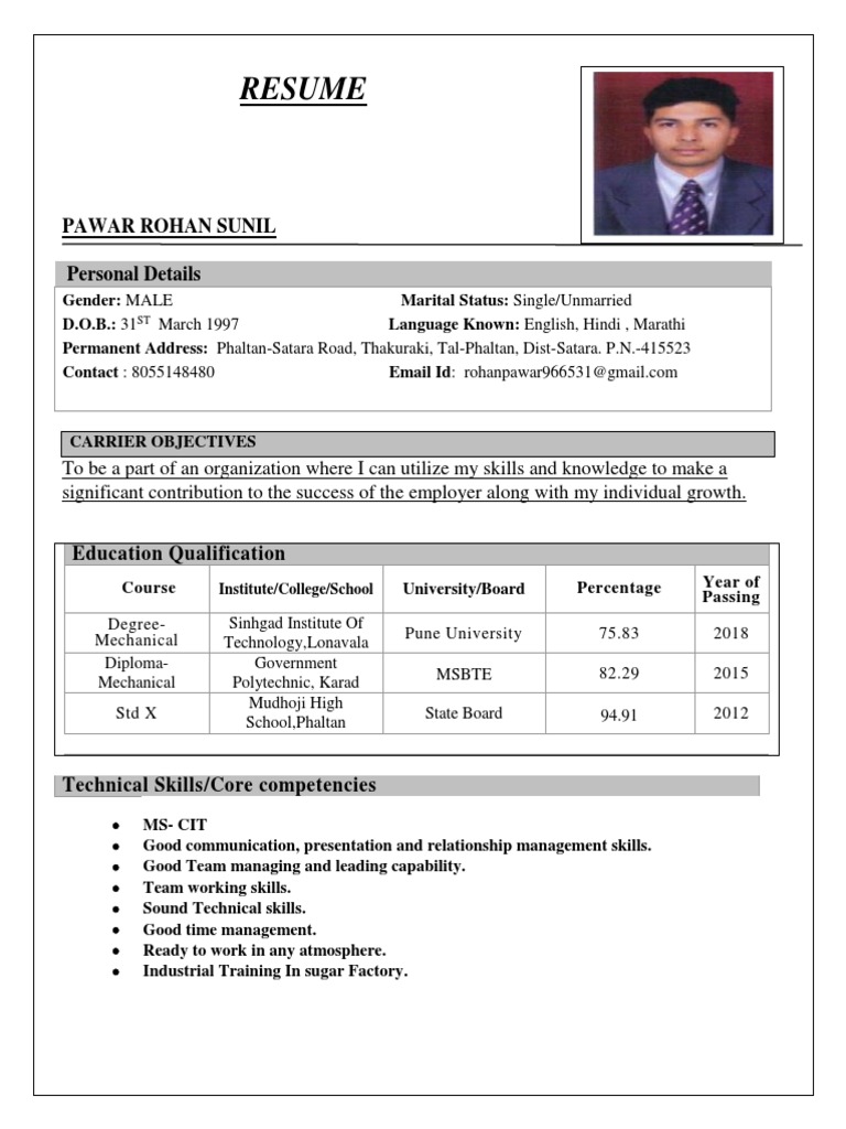 Rohan Resume Format
