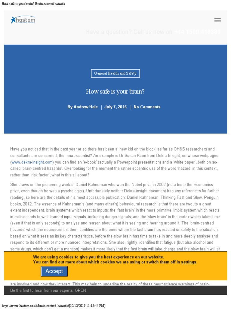 How Safe Is Your Brain Brain-Centred Hazards | PDF | Occupational ...