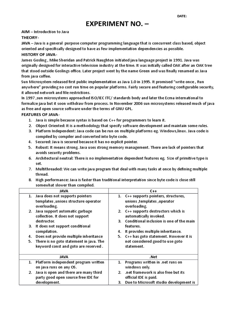 Experiment No. - : AIM Theory | PDF | Java Virtual Machine | Java ...