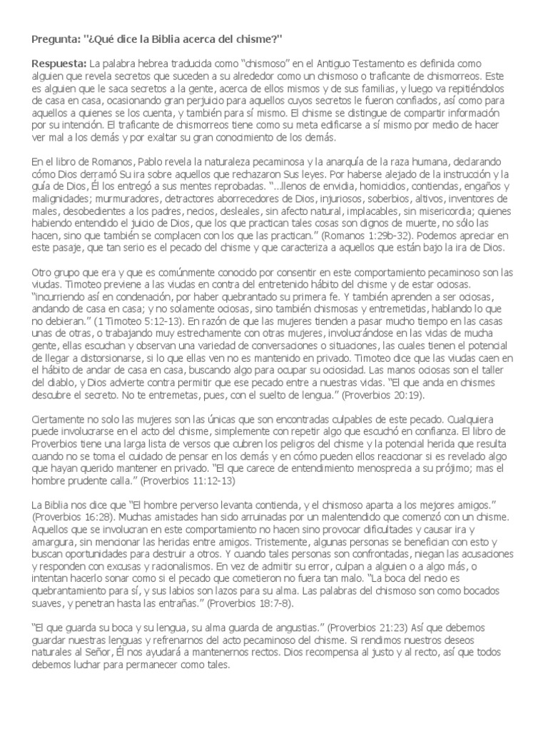 El Chisme Que Dice La Biblia | PDF | Pecado | Religión y creencia