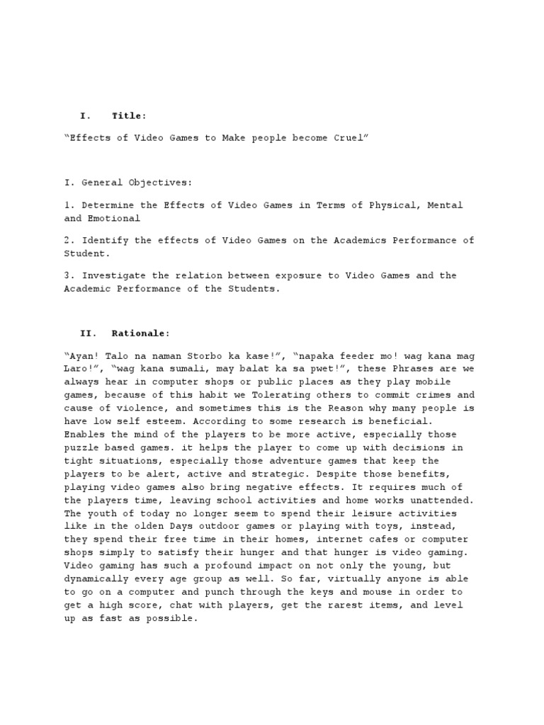 Thesis Introduction | PDF | Video Games | Adolescence