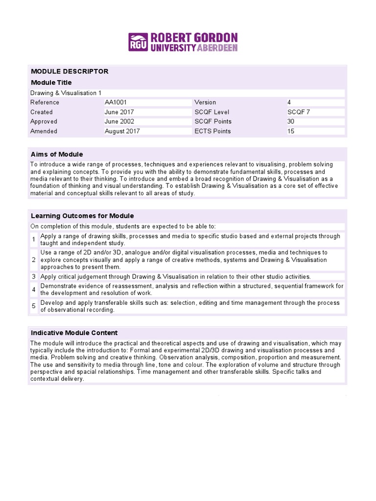 Module Descriptor Module Title | PDF | Visualization (Graphics) | Drawing