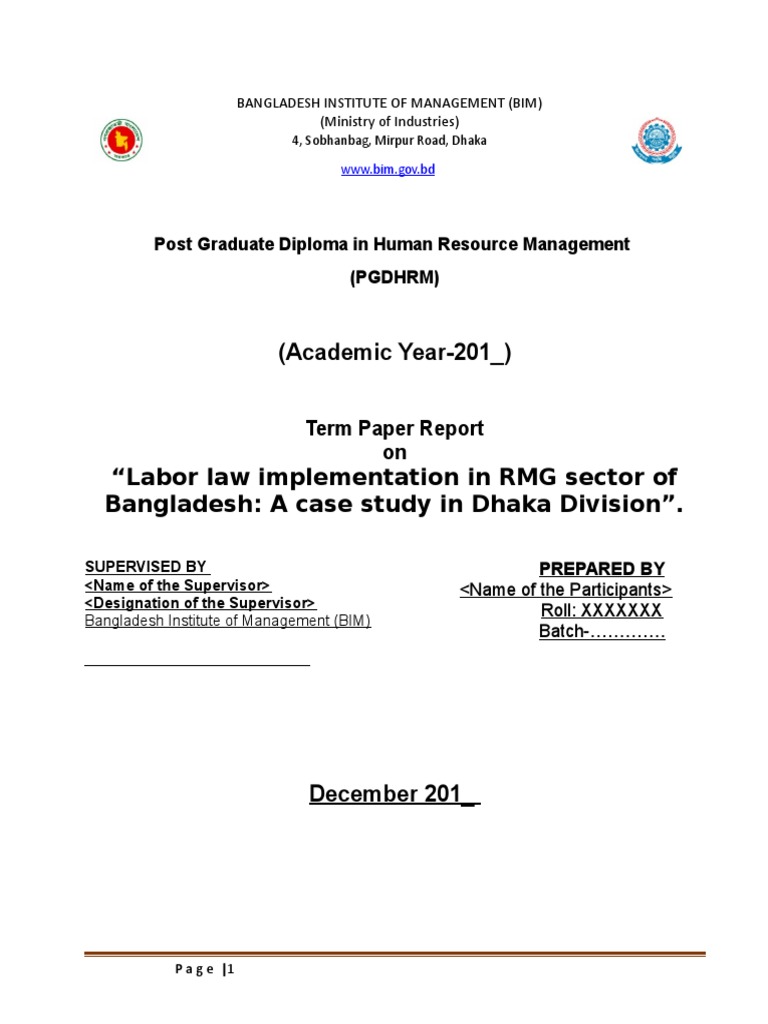 Sample Term Paper Report | PDF | Employment | Labour Law