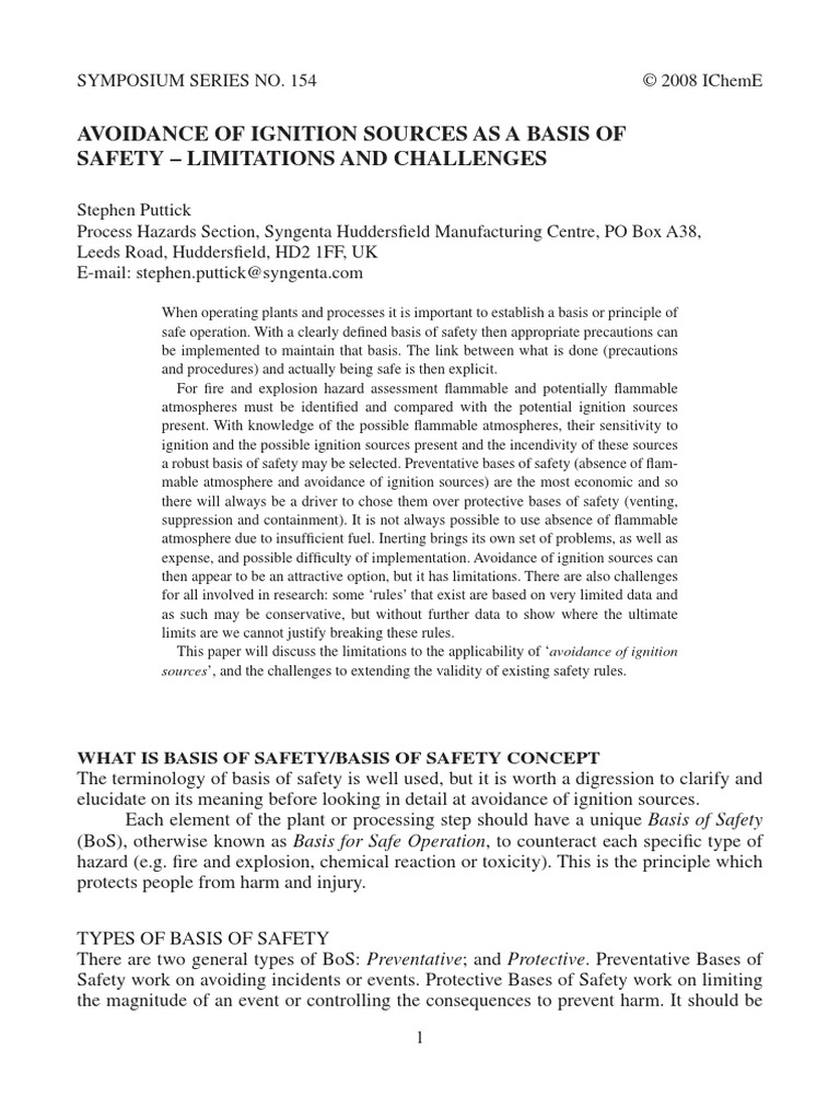 Avoidance of Ignition Sources As A Basis | PDF | Combustion | Fires