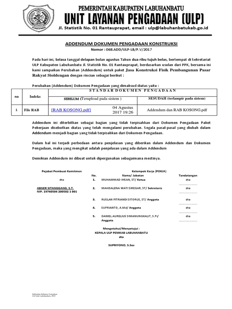 Adendum Dan Rab Kosong | PDF