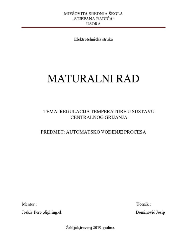 Naslovna Strana Za Neki Maturski Rad Kofol | PDF