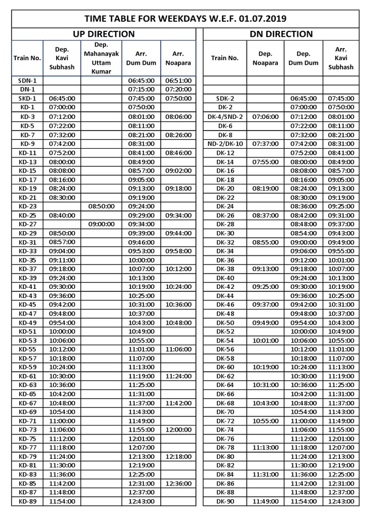 Weekday Train Timetable | PDF