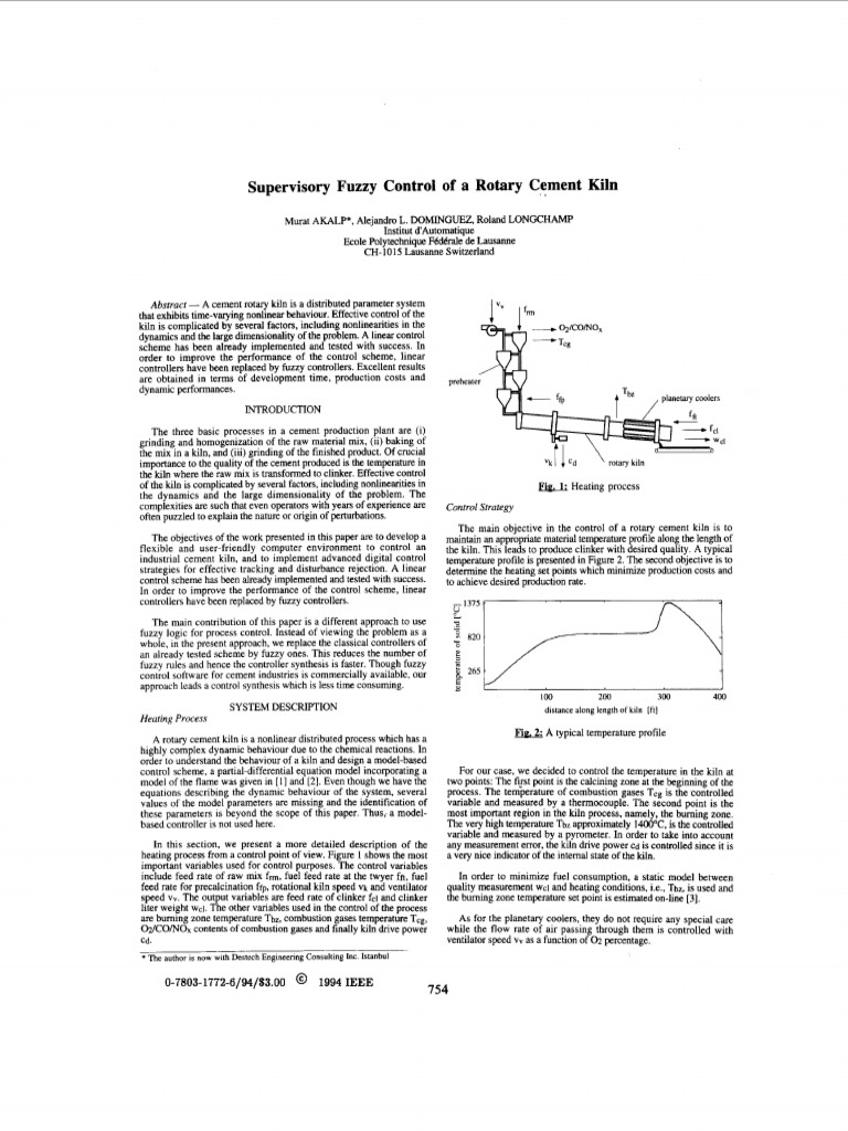 Supervisory Fuzzy Control of A Rotary Cement Kiln | PDF | Fuzzy Logic | Nature