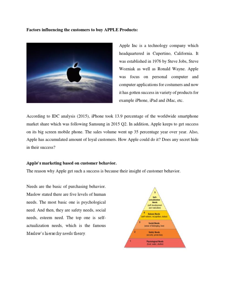 Factors Influencing The Customers To Buy APPLE Products | PDF ...