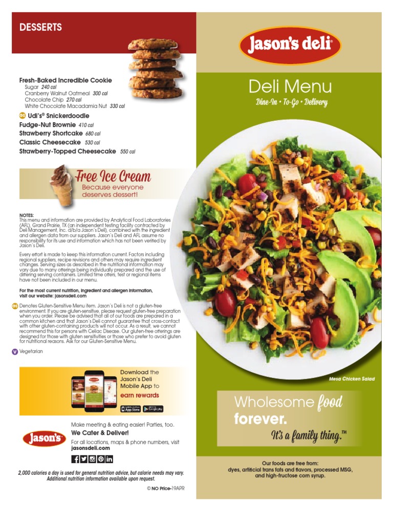 Jasons Deli Menu | PDF | French Fries | Salad