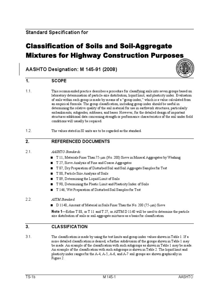 Classification of Soils and Soil-Aggregate Mixtures for Highway ...
