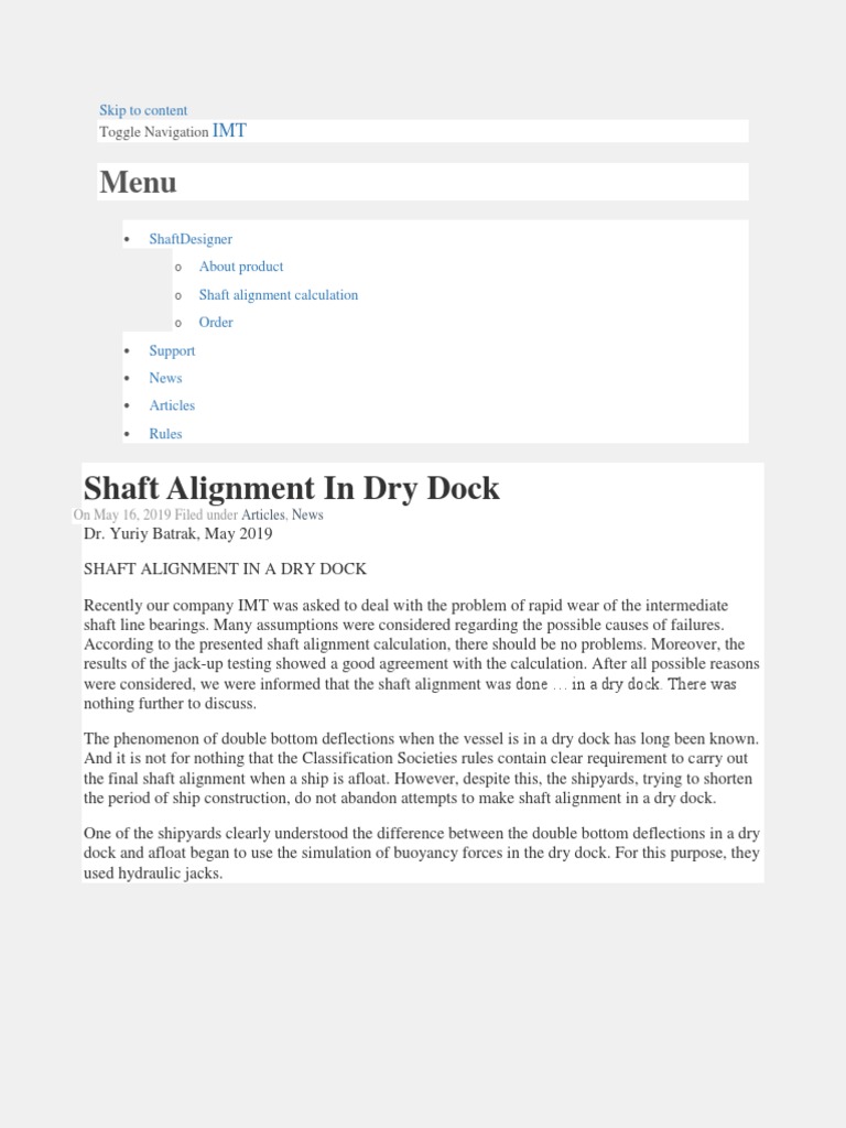 Shaft Alignment in Dry Dock - The Shaft Calculation Software by IMT ...