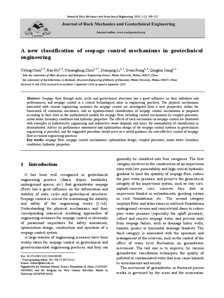 Seepage Control | PDF | Soil Mechanics | Permeability (Earth Sciences)
