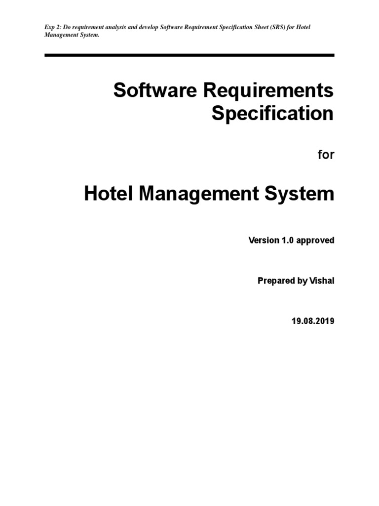 Hotel Management Srs | PDF | Operating System | Point Of Sale