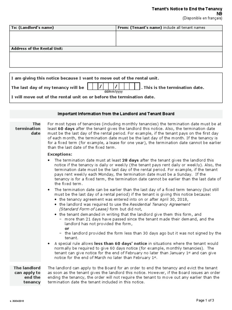 To: (Landlord's Name) From: (Tenant's Name) Include All Tenant Names ...