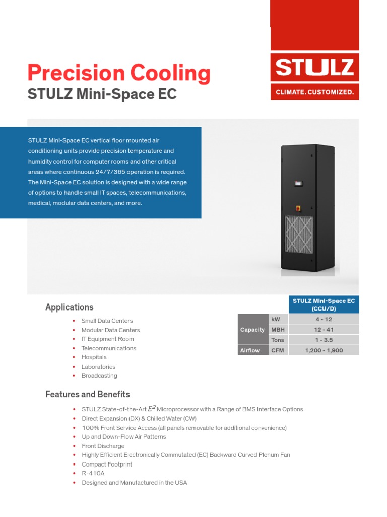 STULZ Mini-Space Data Sheet | PDF | Data Center | Air Conditioning