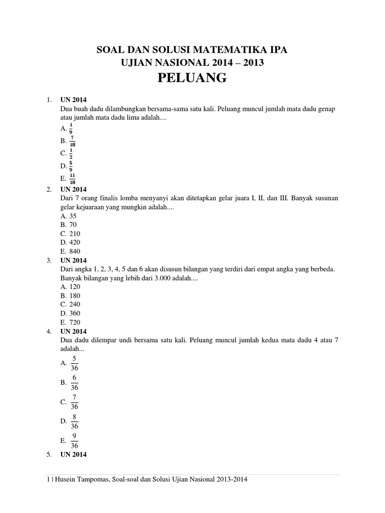 Soal Peluang | PDF