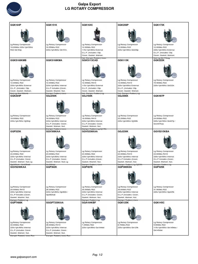 LG Rotary Compressor | PDF | Washer (Hardware) | Energy Technology