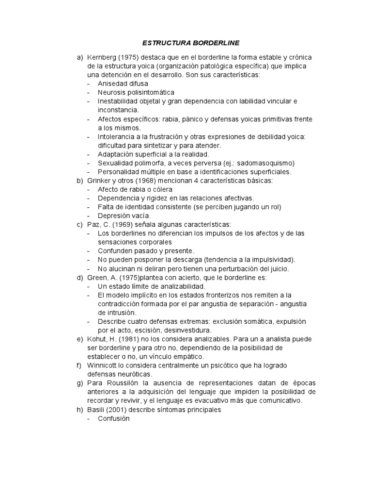 Características del Trastorno Borderline | PDF | Trastorno límite de la ...