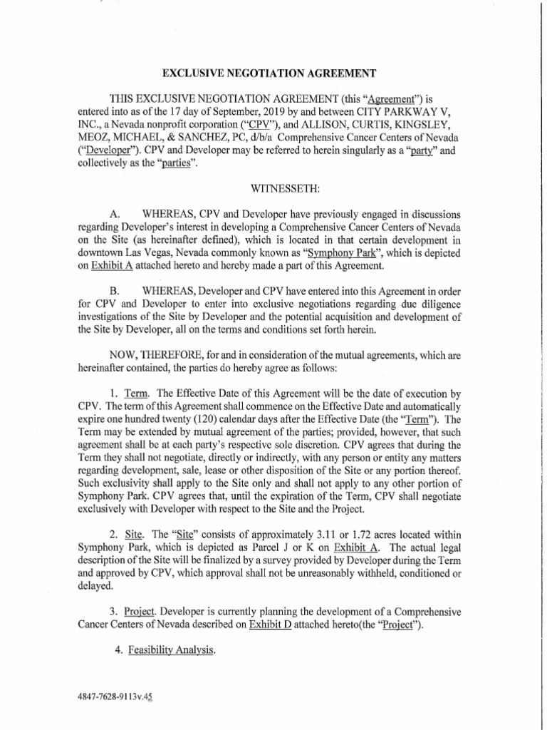 CCCN Exclusive Negotiating Agreement | PDF
