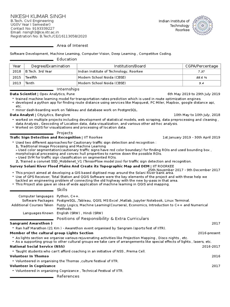 Nikesh Kumar Singh: Area of Interest | PDF | Machine Learning | Data Analysis